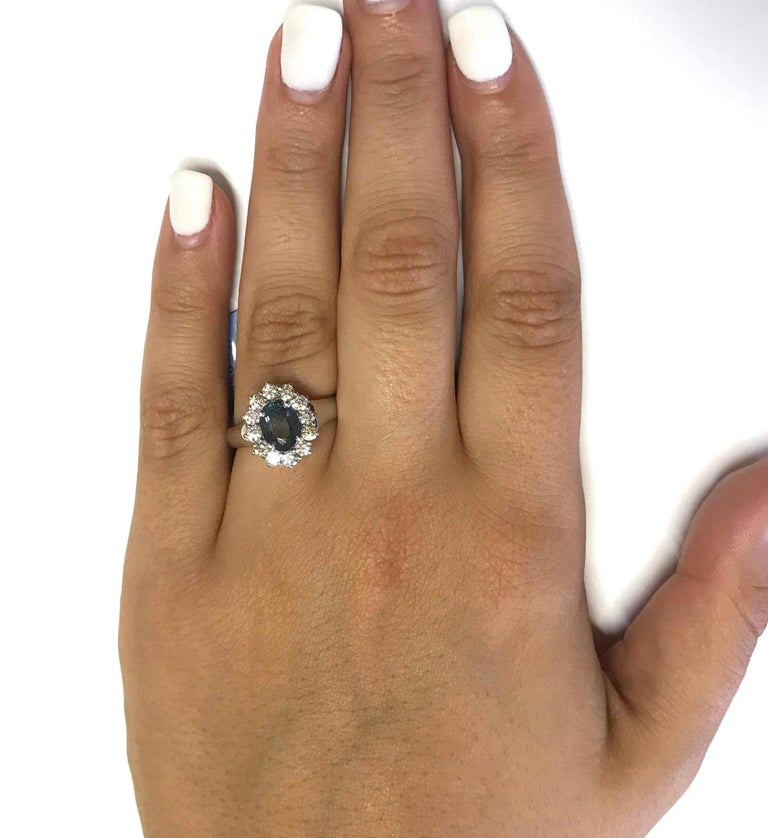 AIG Certified 2.03ct Oval Color Change Alexandrite Halo Engagement Ring ...