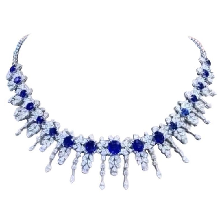 AIG Certified 19.39 Ct Burma Rubies 9.42 Ct Diamonds 18K Gold Necklace ...
