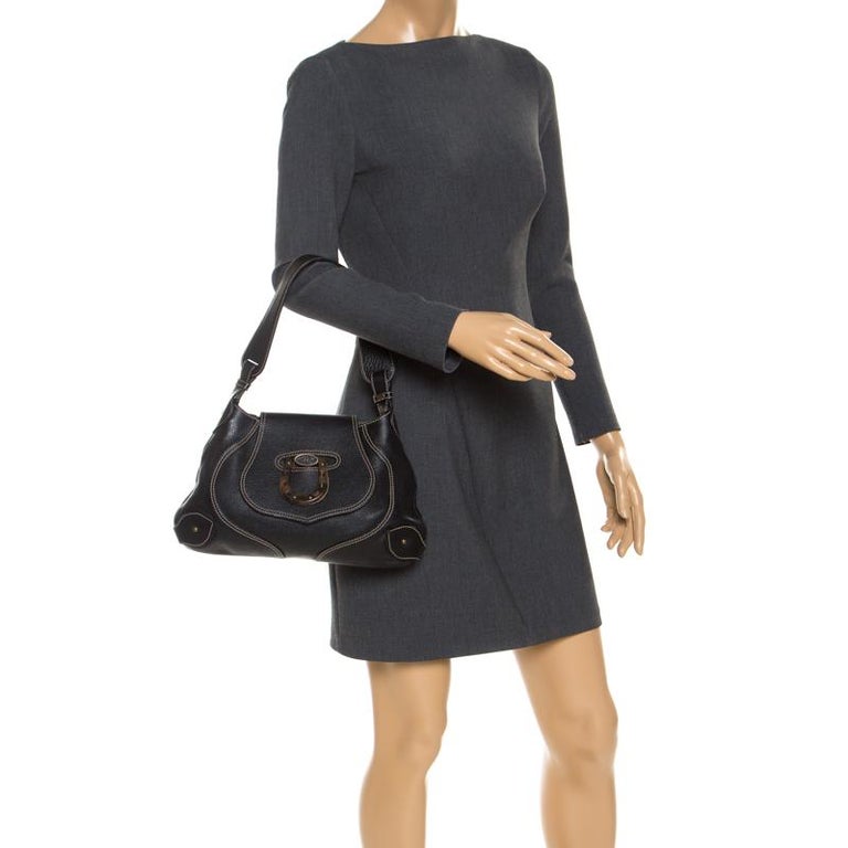 Aigner Black Leather Flap Shoulder Bag For Sale at 1stDibs