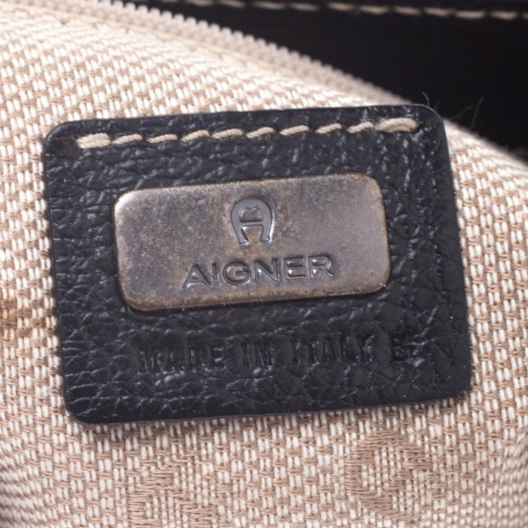 Aigner Black Leather Flap Shoulder Bag For Sale at 1stDibs