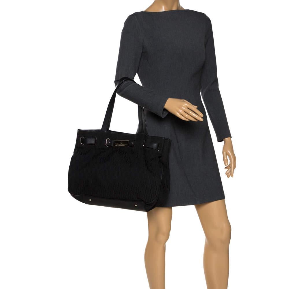 Aigner Black Signature Canvas and Leather Tote For Sale at 1stDibs