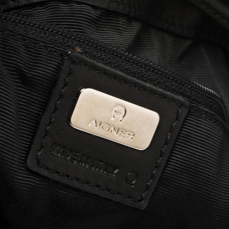 Aigner Black Signature Canvas And Leather Tote For Sale at 1stDibs