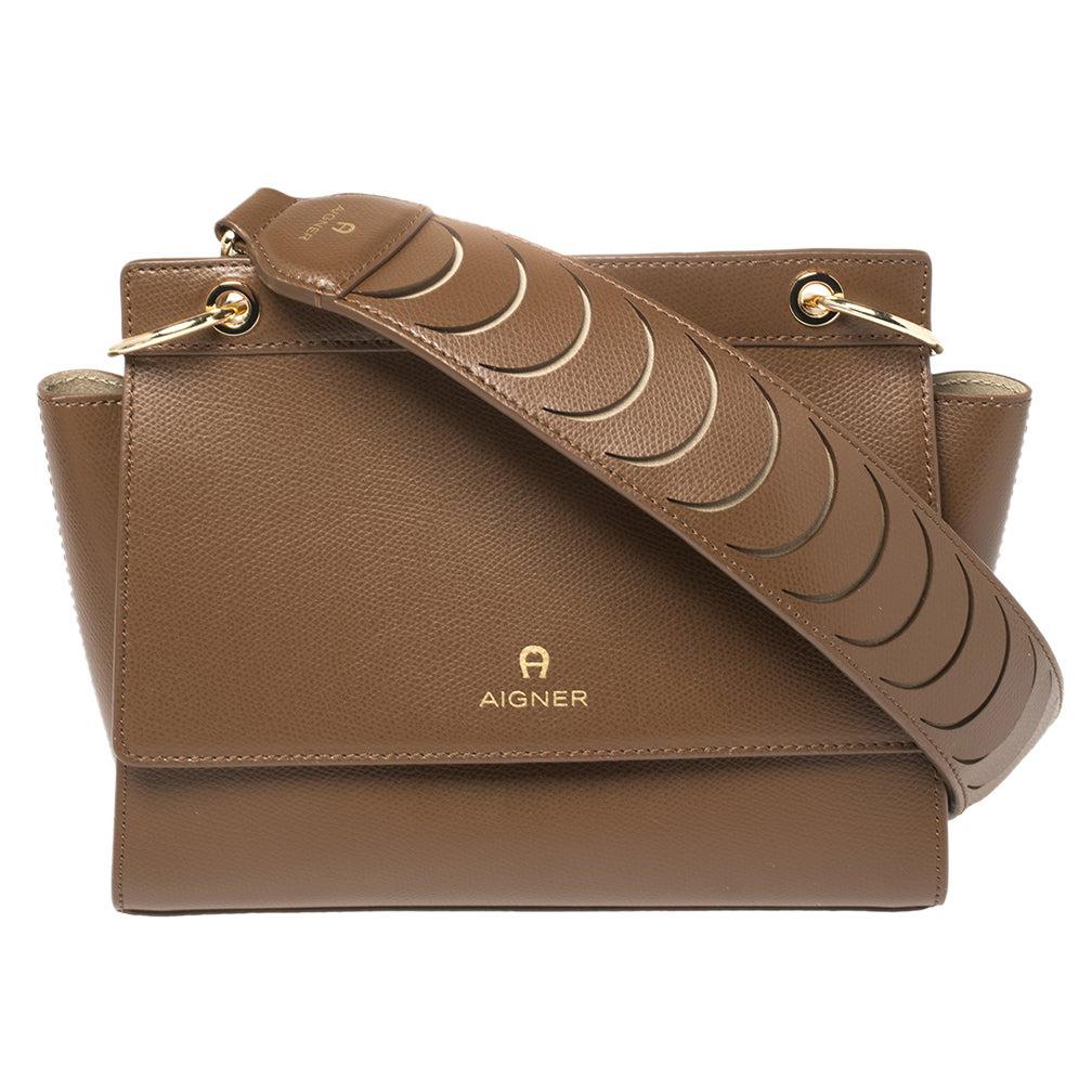 Aigner Brown Leather Flap Shoulder Bag at 1stDibs