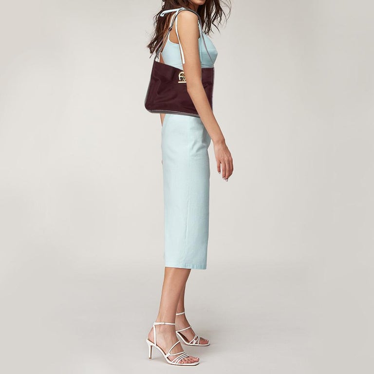 Aigner Burgundy Nylon and Leather Logo Lock Shoulder Bag at 1stDibs