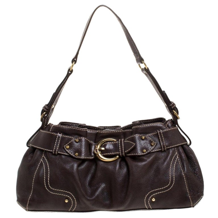 Aigner Dark Brown Leather Shoulder Bag at 1stDibs