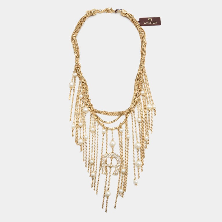Aigner Gold Tone Capri Necklace and Earring Set For Sale at 1stDibs