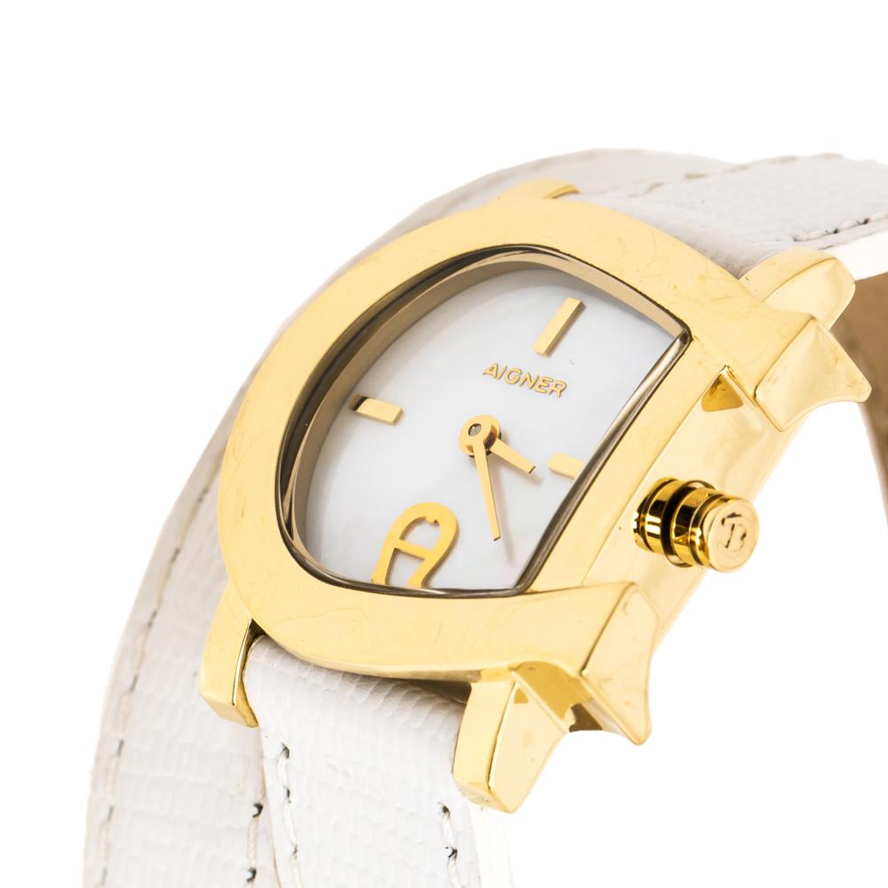 Aigner Mother of Pearl Gold Plated Stainless Steel Women's Wristwatch ...