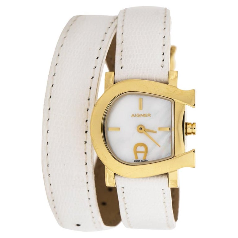 Aigner Mother of Pearl Gold Plated Stainless Steel Women's Wristwatch ...