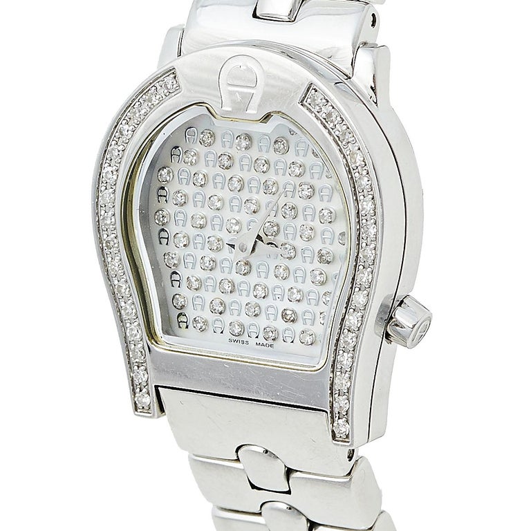 Aigner Mother of Pearl Stainless Steel Diamond Verona Women's ...