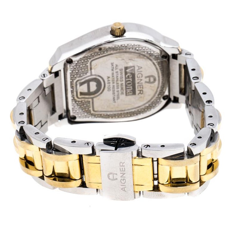 Aigner Mother of Pearl Two-Tone Diamond Verona A48100 Women'sWristwatch ...