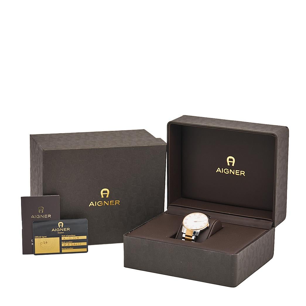 Aigner Silver Two Tone Stainless Steel Padua A24021 Men's Wristwatch 42 ...