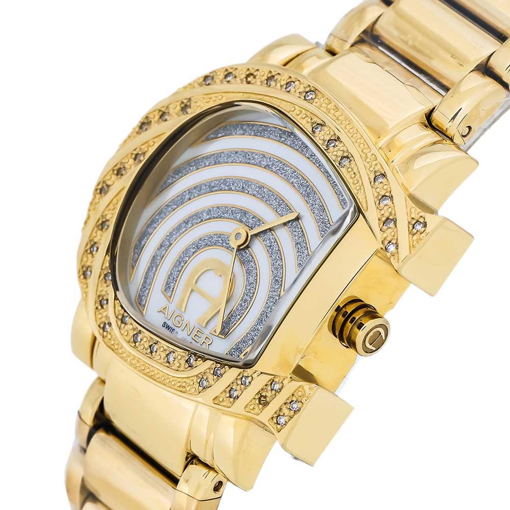 Aigner White Mother of Pearl Gold Diamonds Due A31600 Women's ...