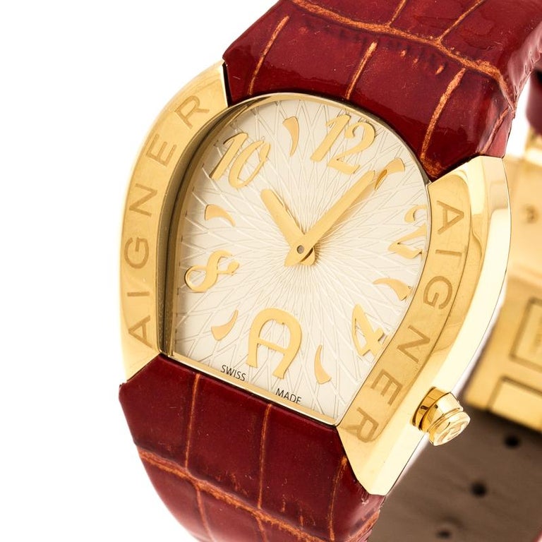 Aigner White Mother of Pearl Gold Plated Cremona A40200 Women's ...