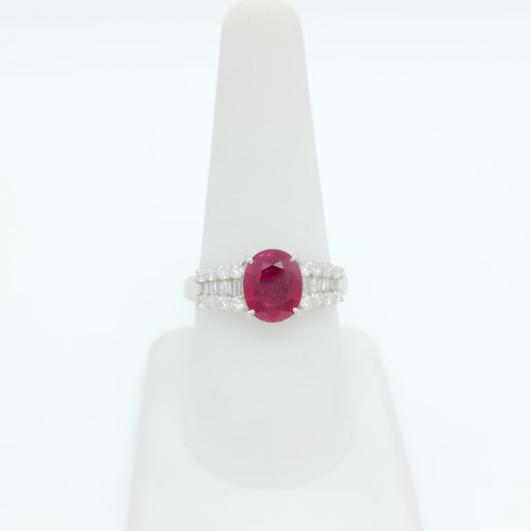 AIGS Madagascar Pigeon's Blood Red Ruby and Diamond Ring in Platinum ...