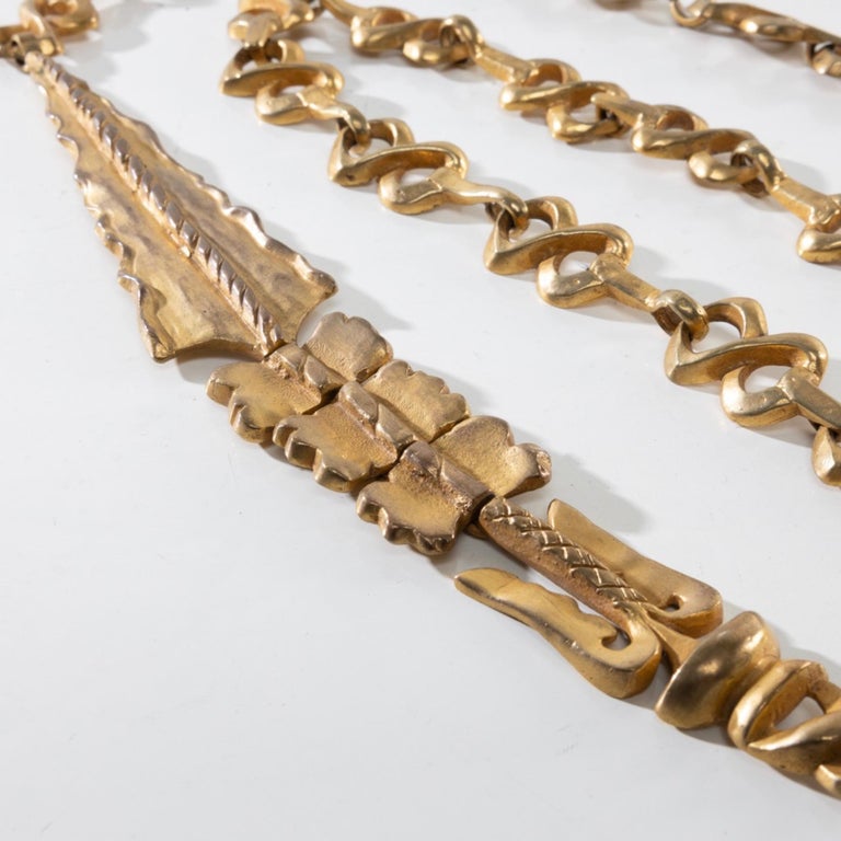 Aiguillette by Line Vautrin, Sautoir Necklace in Gilded Bronze For Sale ...
