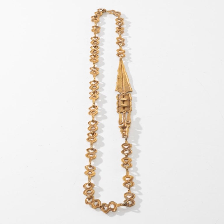 Aiguillette by Line Vautrin, Sautoir Necklace in Gilded Bronze For Sale ...