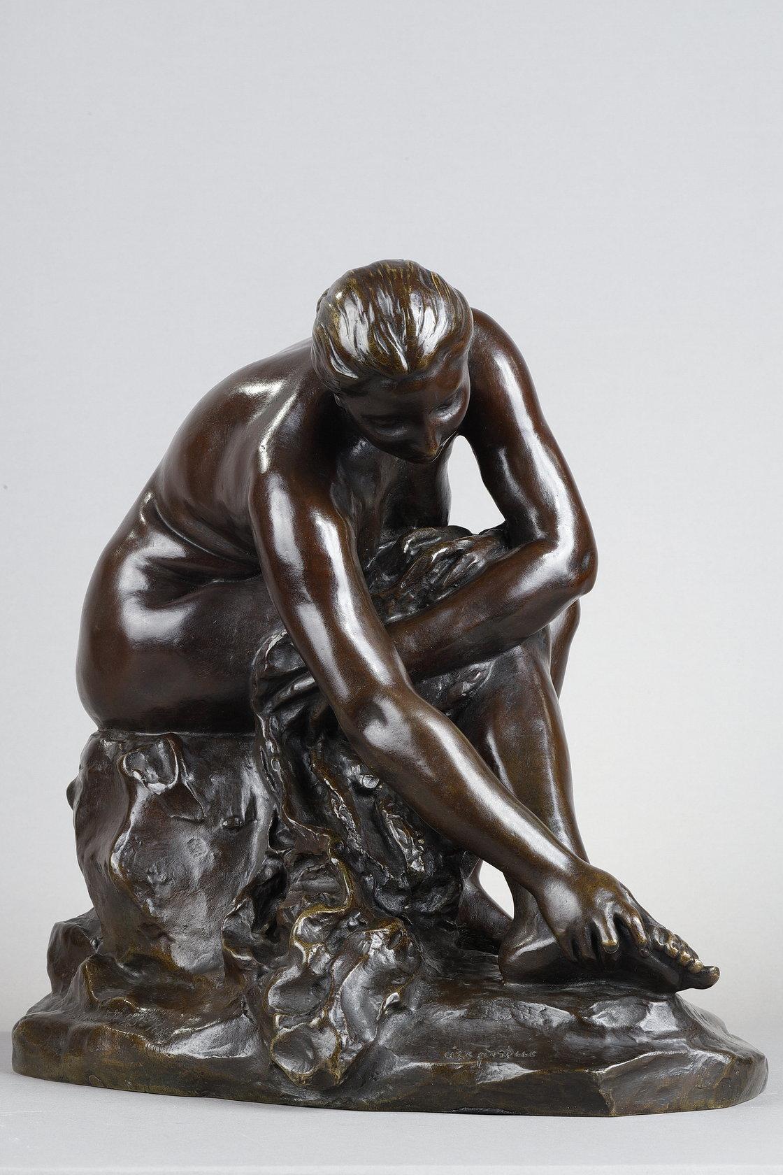 Aimé-Jules Dalou - Bathing Woman drying her right foot For Sale at 1stDibs