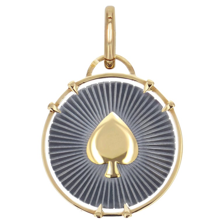 AIR 4 Elements Diamond and White Lacquer Spades Charm in 18k Gold by ...