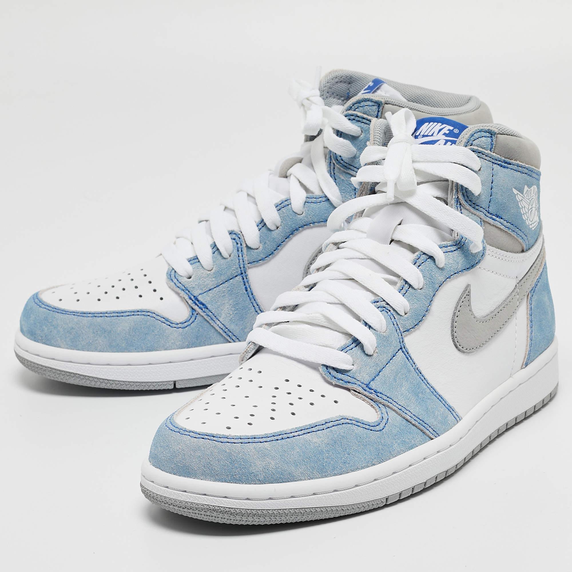 Air Jordan Leather Jordan 1 Retro High Hyper Royal Smoke Grey Sneaker ...