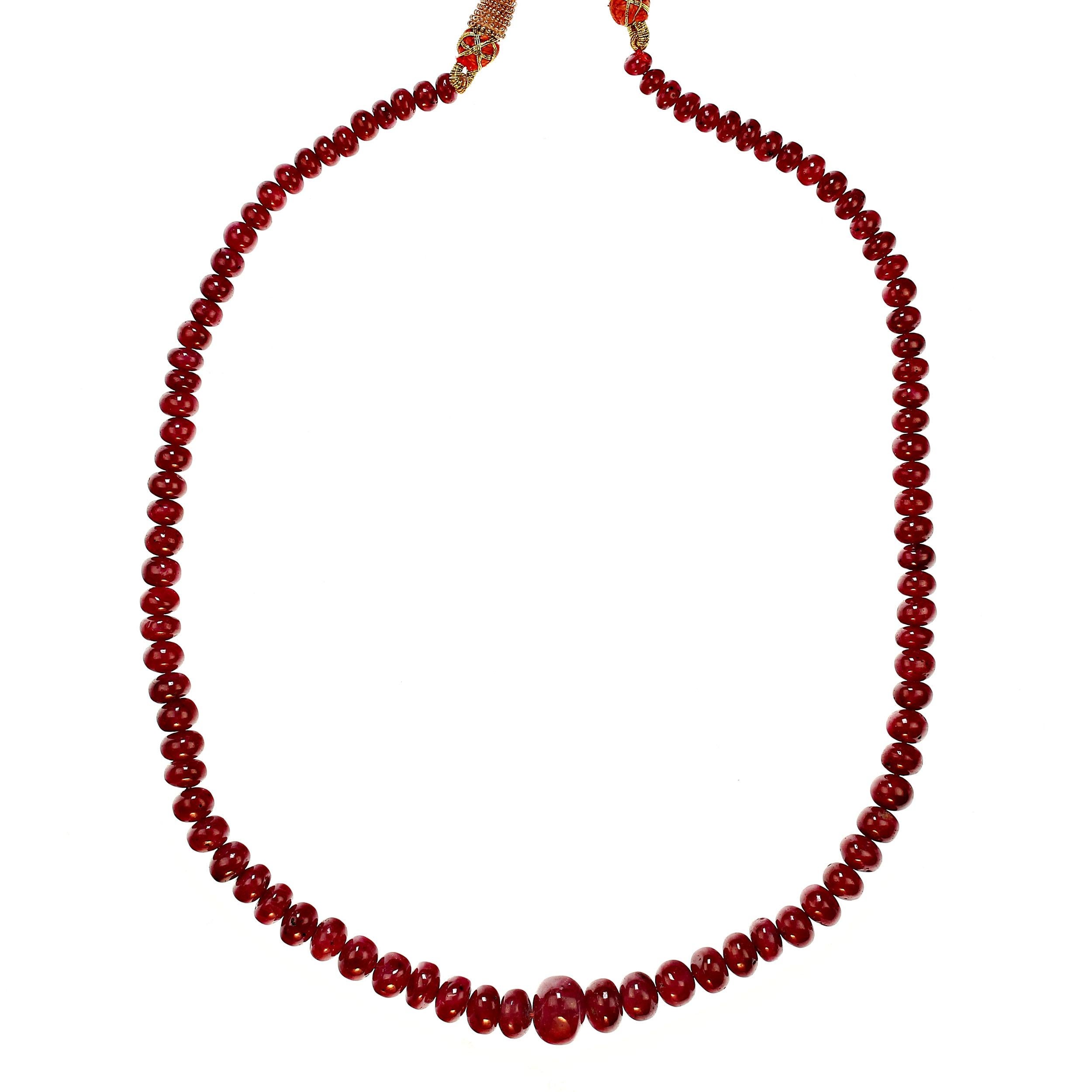 AJD 18 Inch Natural Opaque Graduated Ruby Necklace at 1stDibs | pearl ...