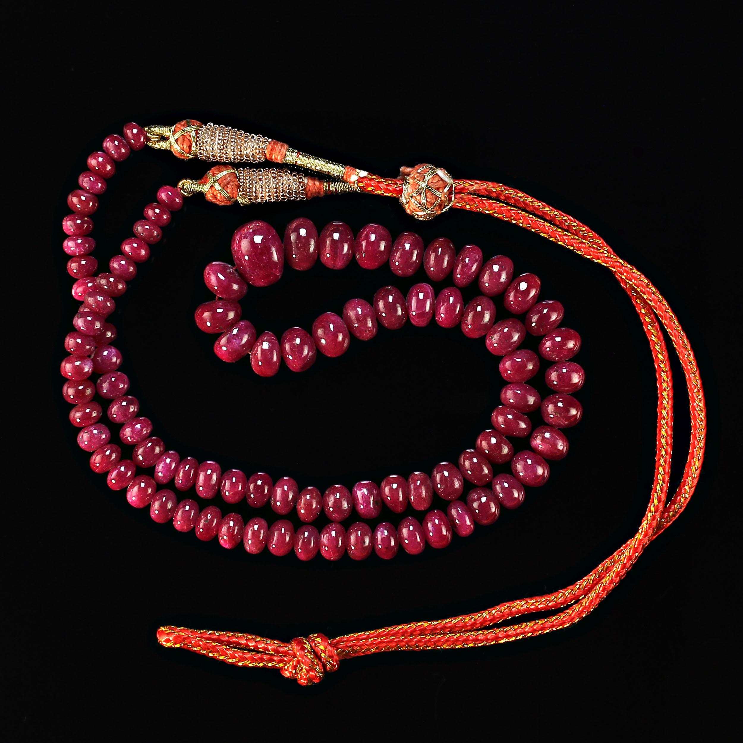 AJD 18 Inch Natural Opaque Graduated Ruby Necklace at 1stDibs | pearl ...