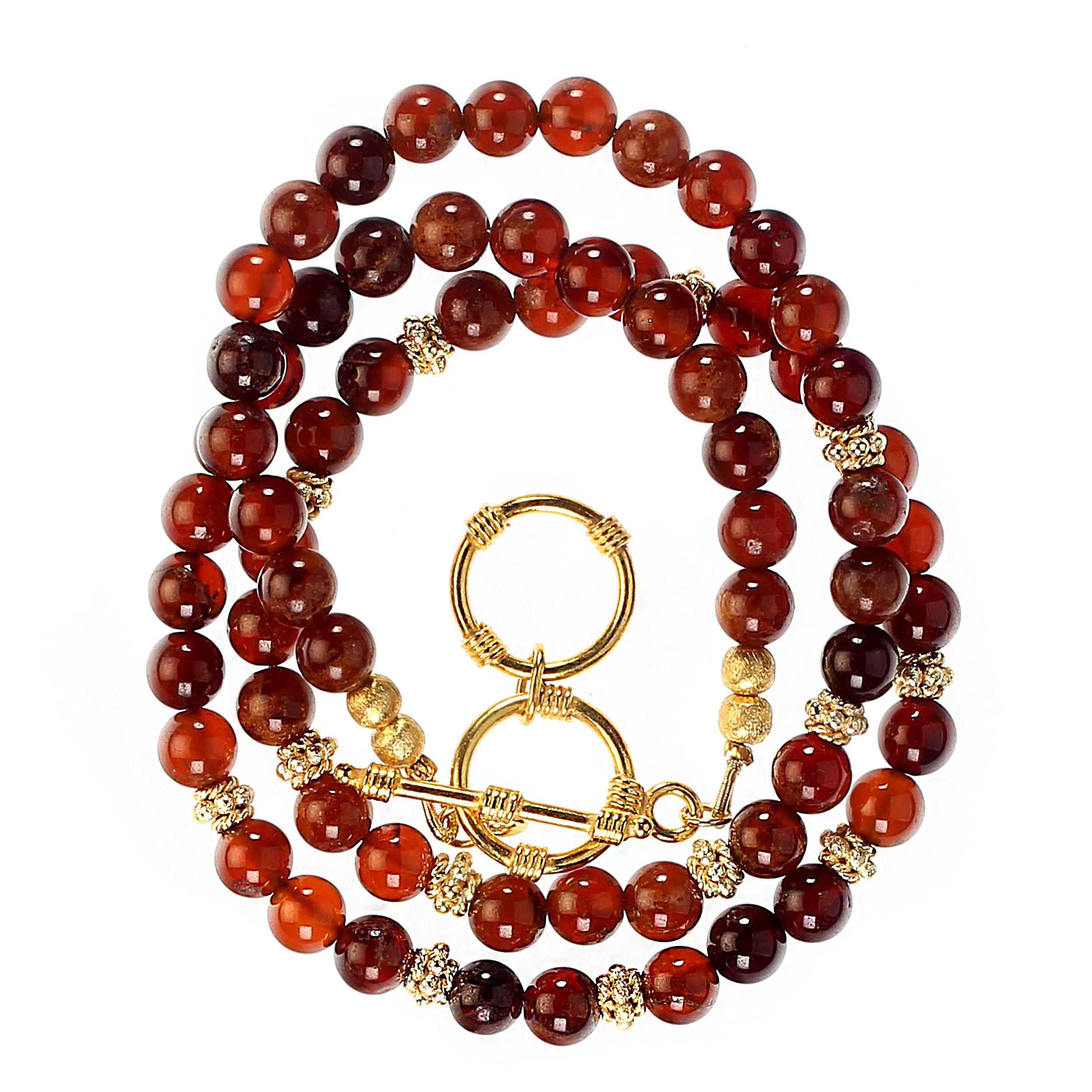 AJD 19 Inch Rare Hessonite Garnet Necklace with Goldy Accents For Sale ...