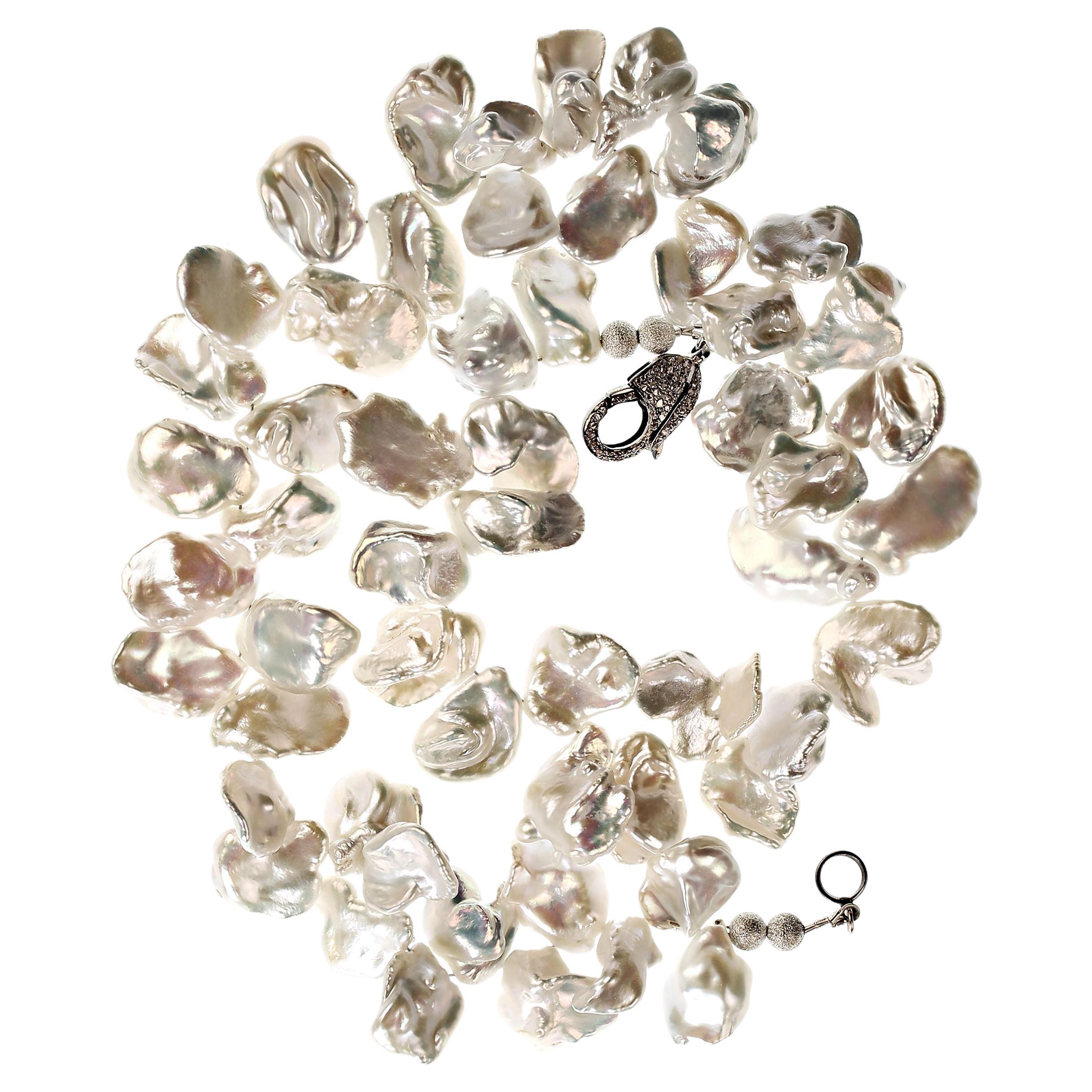 AJD 19 Inch White Iridescent Keshi Pearl Necklace at 1stDibs | mn1954 ...