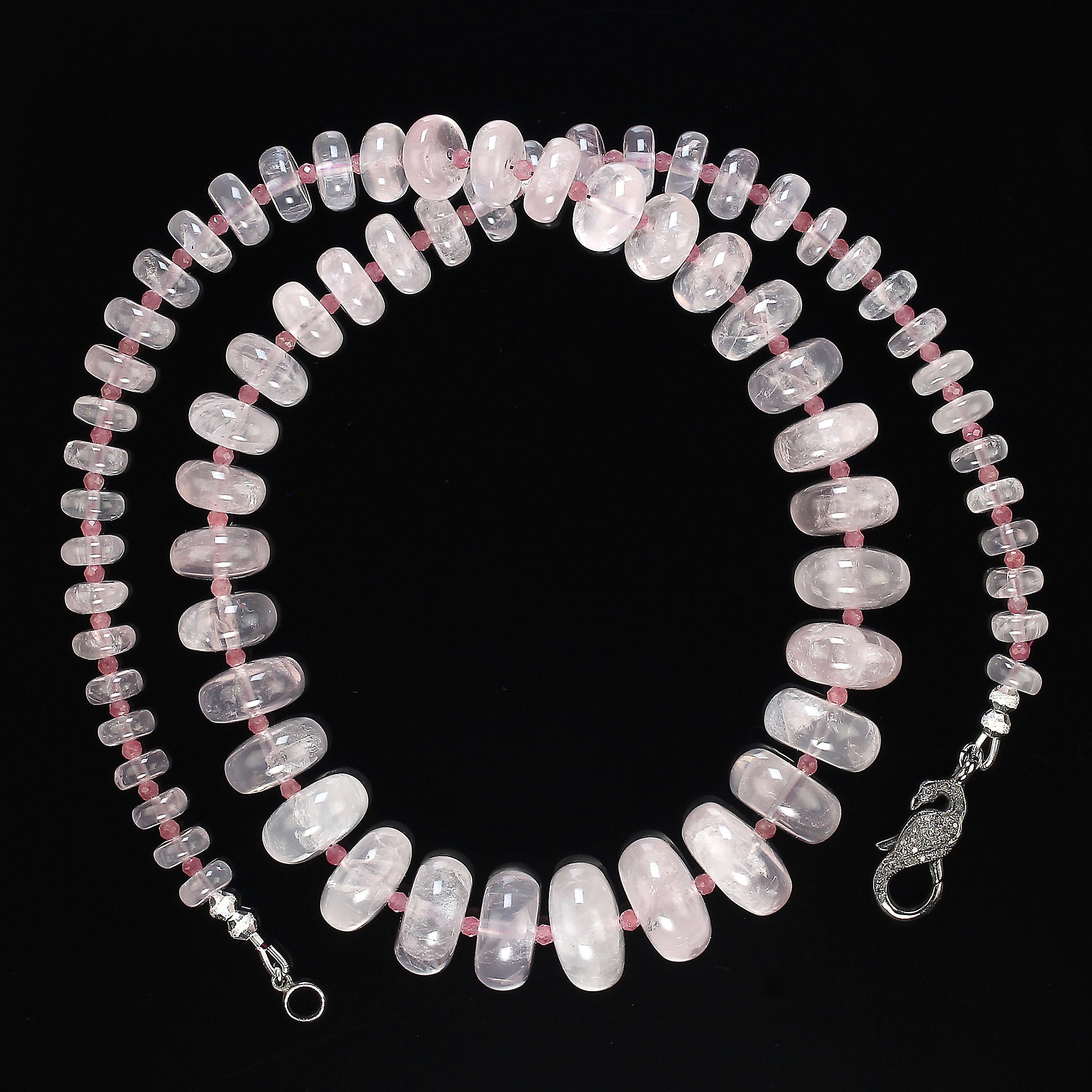 AJD 24 Inch Graduated Rose Quartz Transparent Rondelles Necklace ...