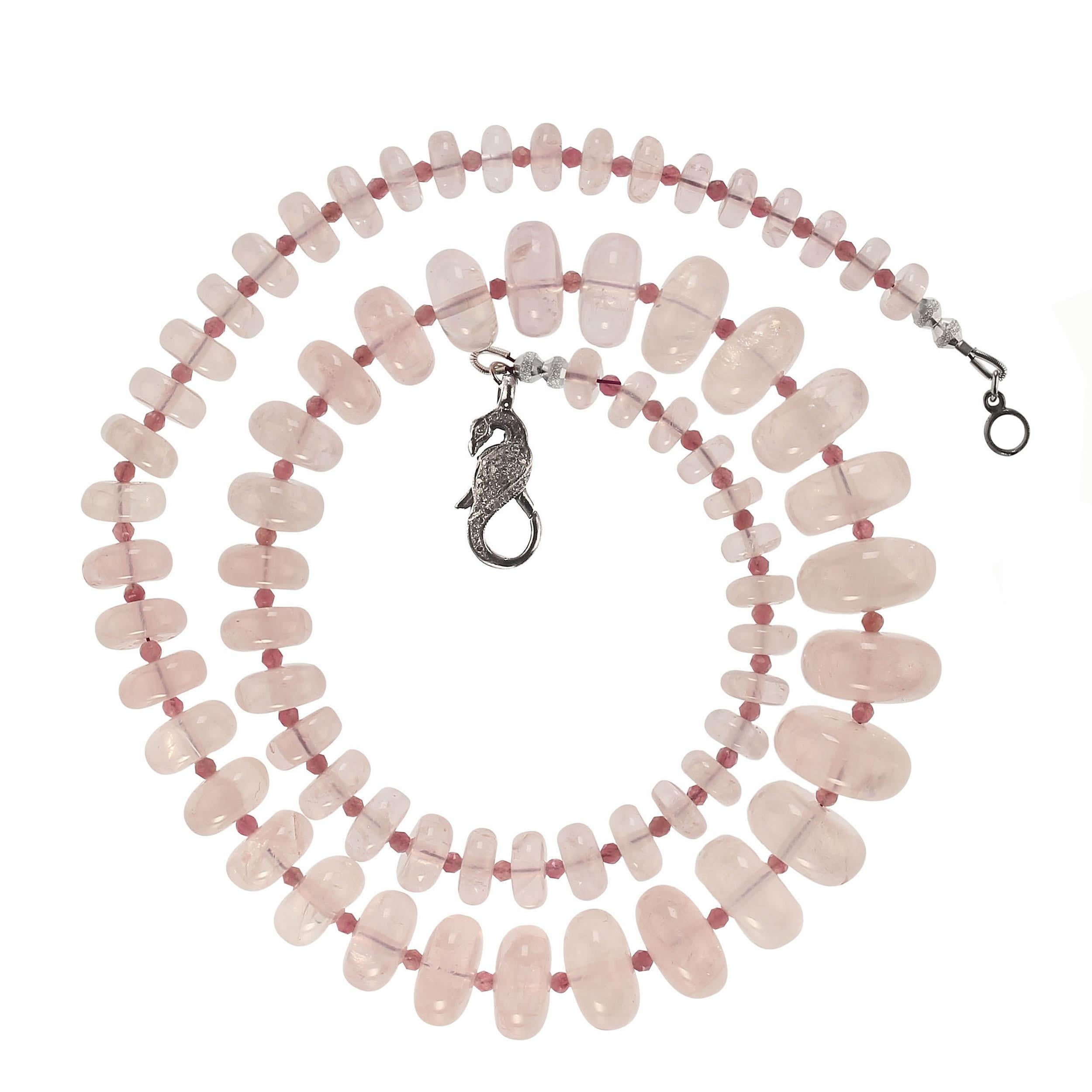 AJD 24 Inch Graduated Rose Quartz Transparent Rondelles Necklace ...