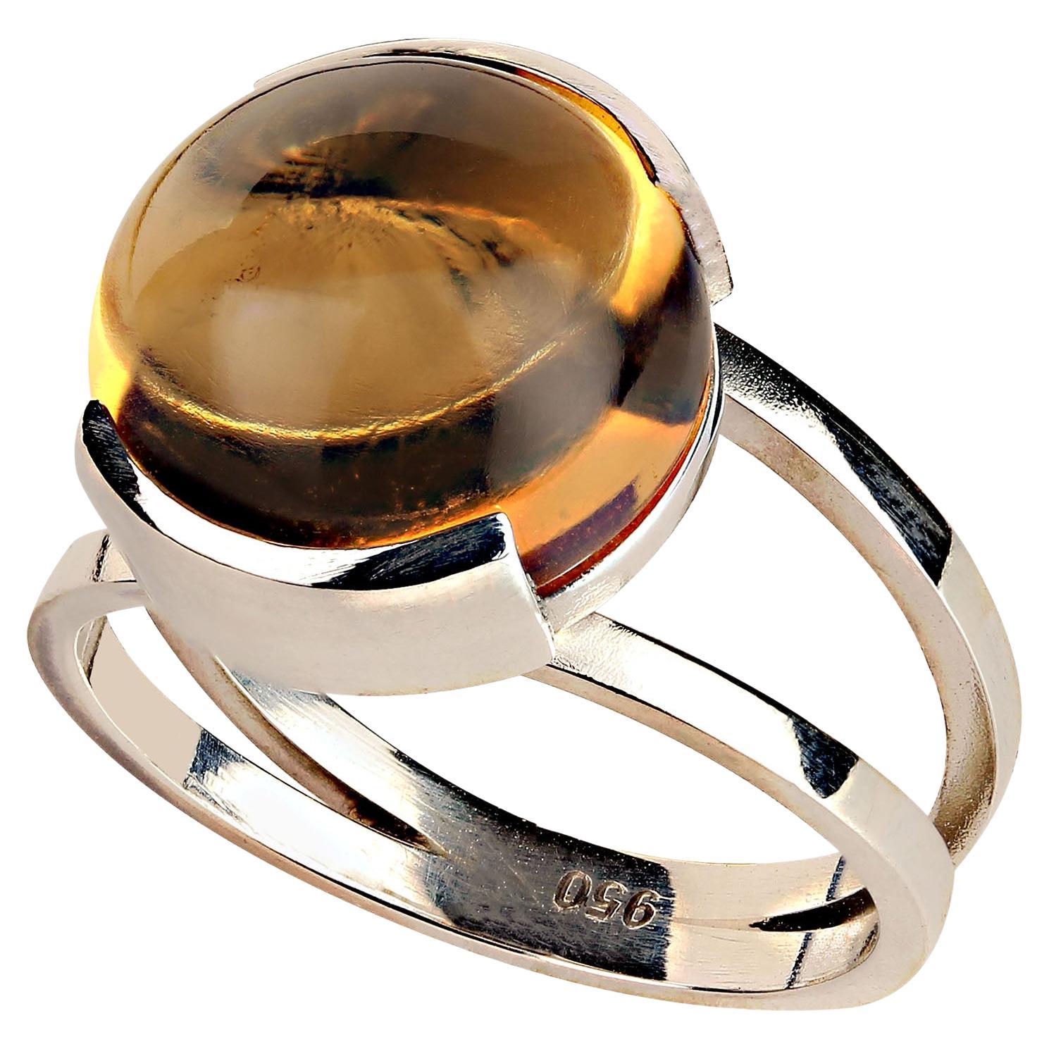 AJD Unusual Round 3.52 Carat Amethyst in Sterling Silver Ring For Sale ...