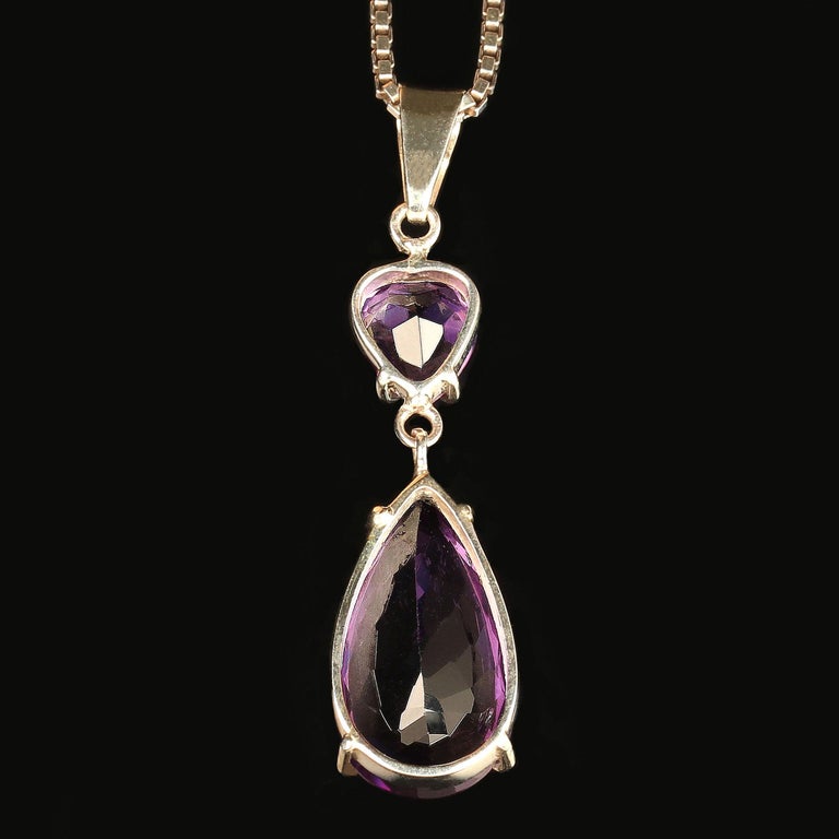 AJD Amethyst Teardrop Topped with Heart Amethyst Pendant February ...