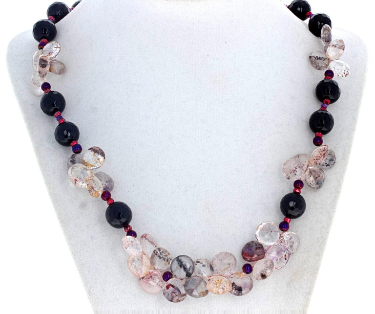 AJD Artistic Dramatic Black Onyx and Natural Rutilated Quartz Necklace ...