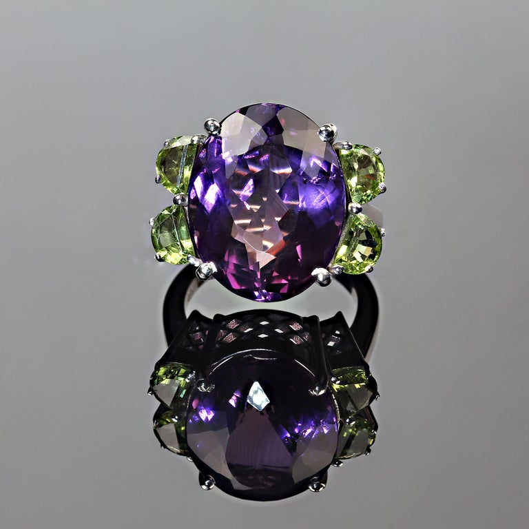 AJD Awesome Amethyst and Peridot Dinner Ring For Sale at 1stDibs