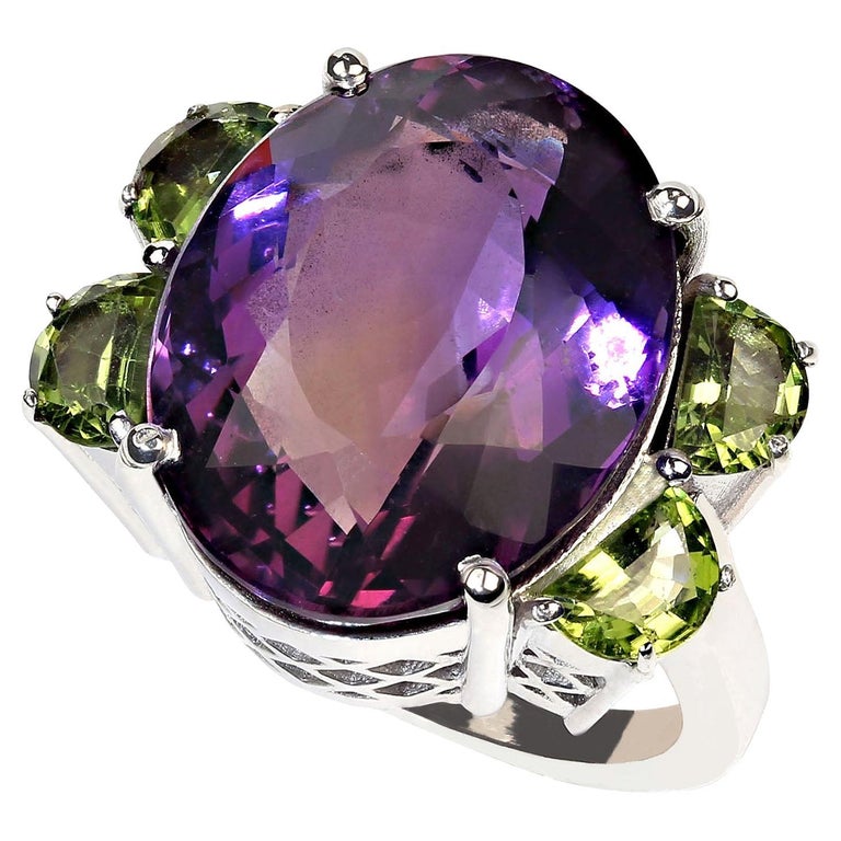 AJD Awesome Amethyst and Peridot Dinner Ring For Sale at 1stDibs