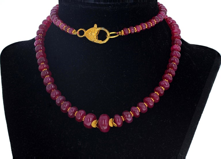 AJD Amazingly Beautiful Long Red Real Ruby Necklace For Sale at 1stDibs
