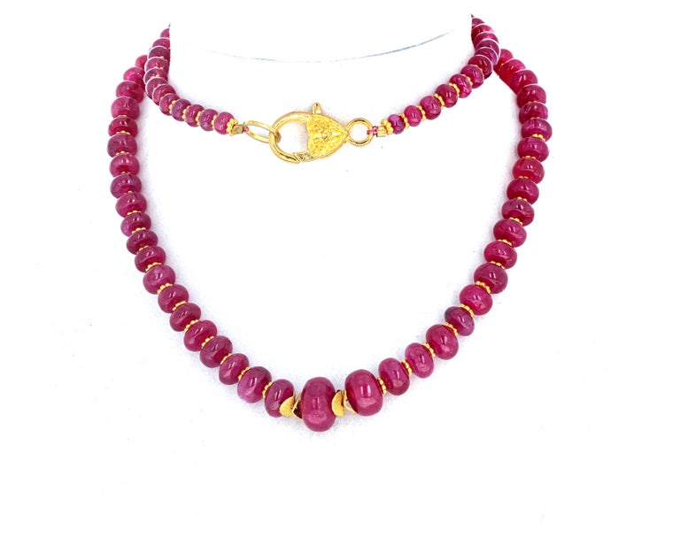 AJD Amazingly Beautiful Long Red Real Ruby Necklace For Sale at 1stDibs