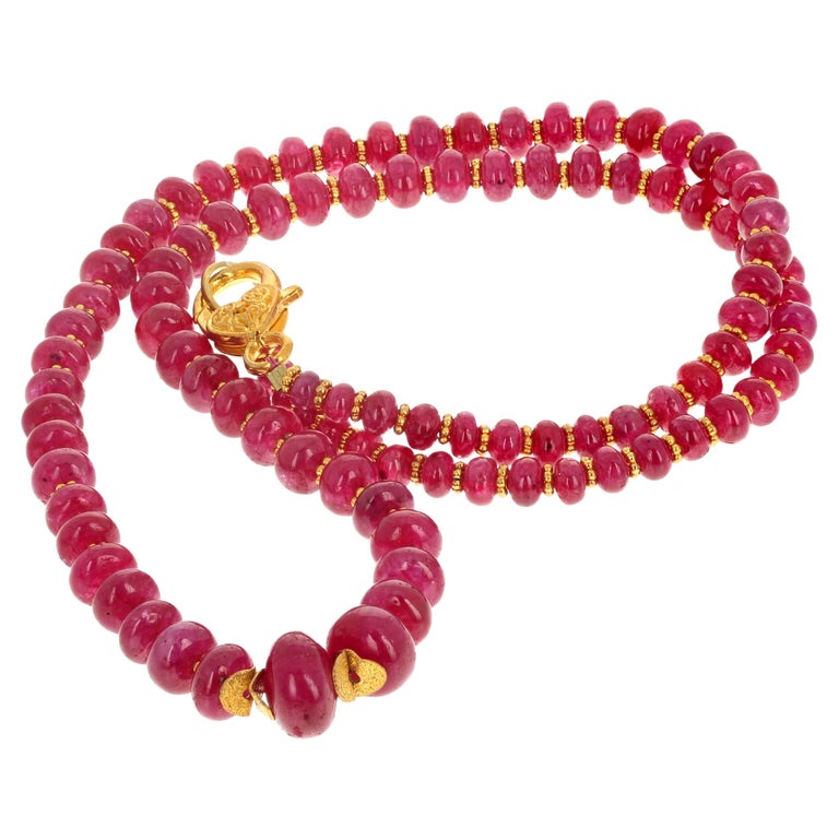 AJD Amazingly Beautiful Long Red Real Ruby Necklace For Sale at 1stDibs