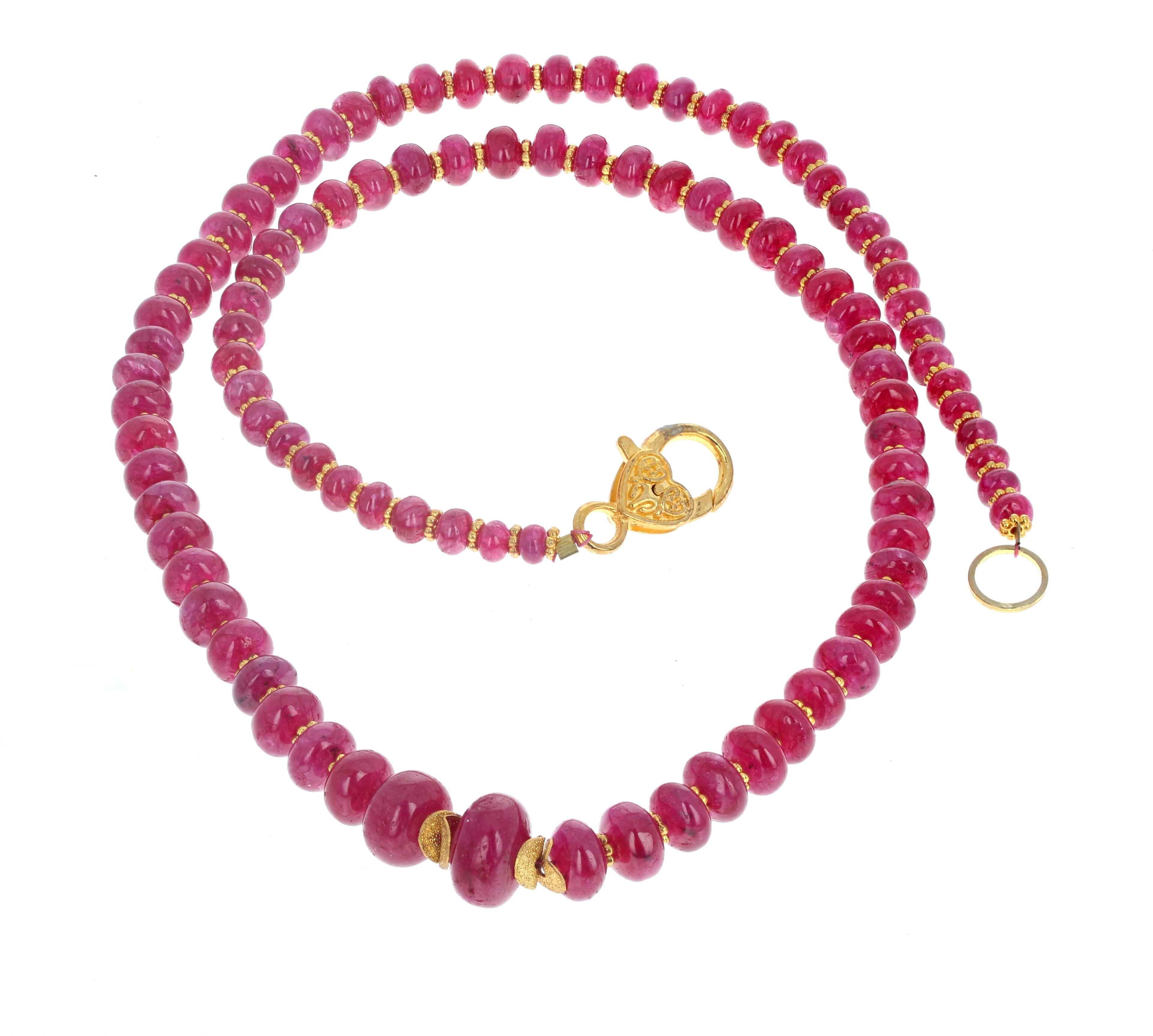 AJD Amazingly Beautiful Long Red Real Ruby Rondels Necklace For Sale at ...