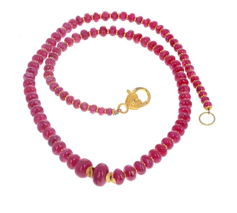 AJD Amazingly Beautiful Long Red Real Ruby Necklace For Sale at 1stDibs