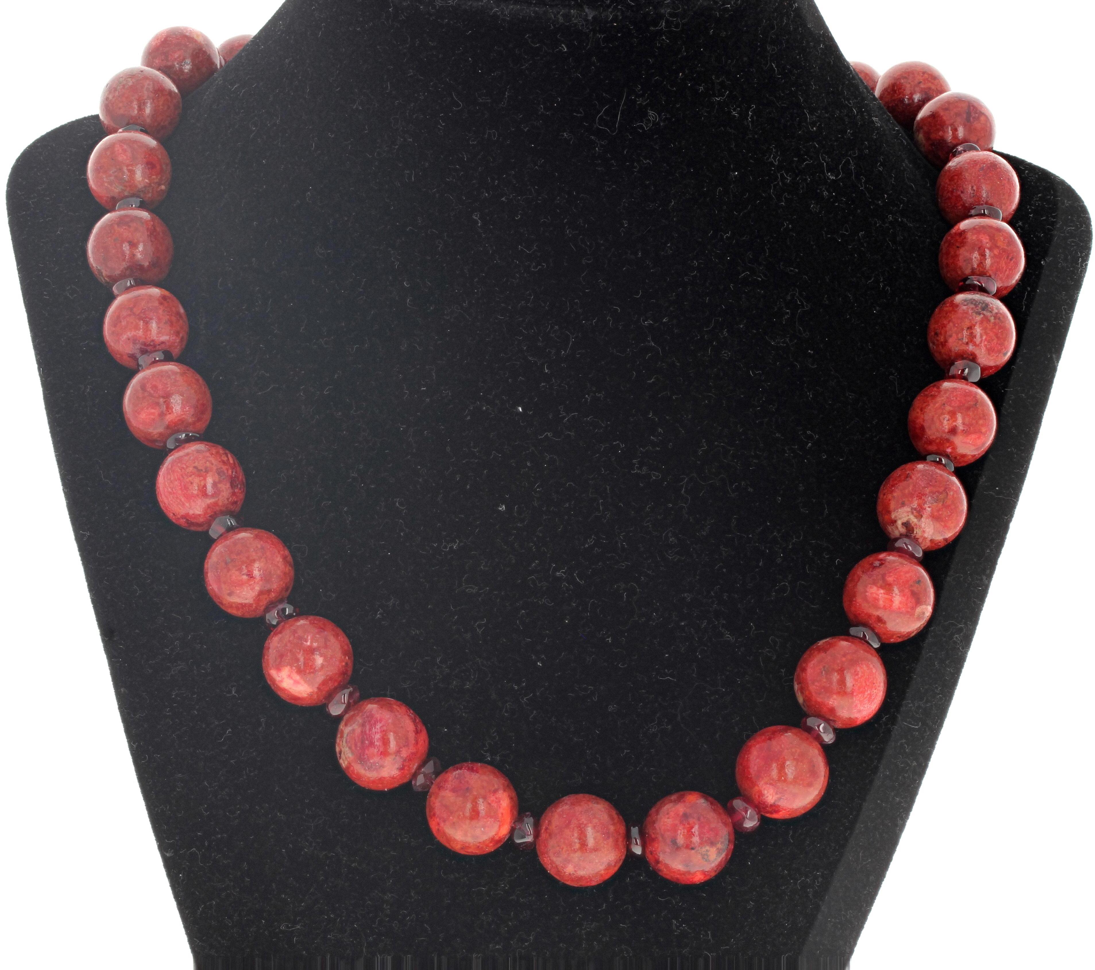 AJD Beautiful Elegant Real Sponge Coral and Natural Real Garnets ...