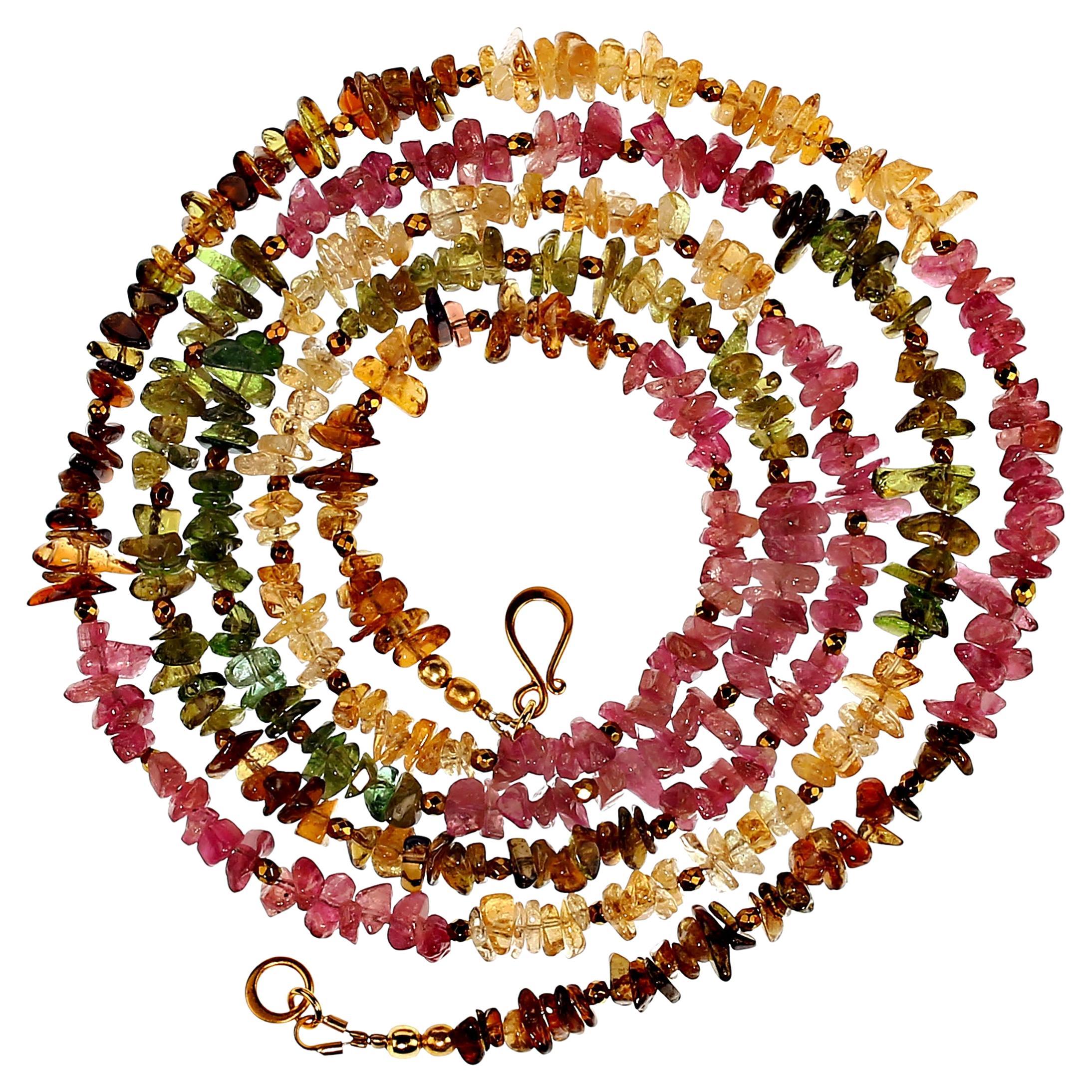 AJD 37 Inch Brilliant Brazilian Gemstone Chip Necklace For Sale at ...