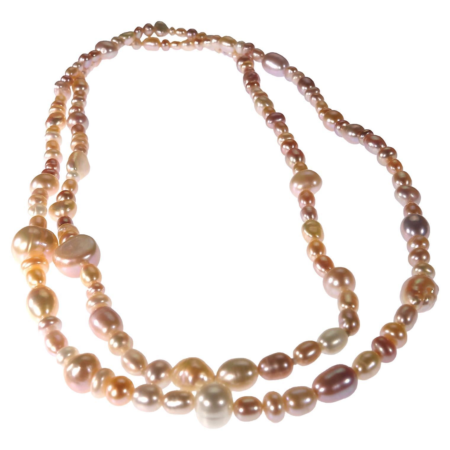 AJD Continuous Strand of Freshwater Natural Color Pearls For Sale at ...