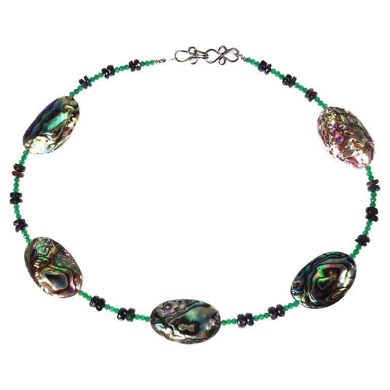 AJD Delicate Choker of Paua Shell, Black Opal, and Green Quartz For ...