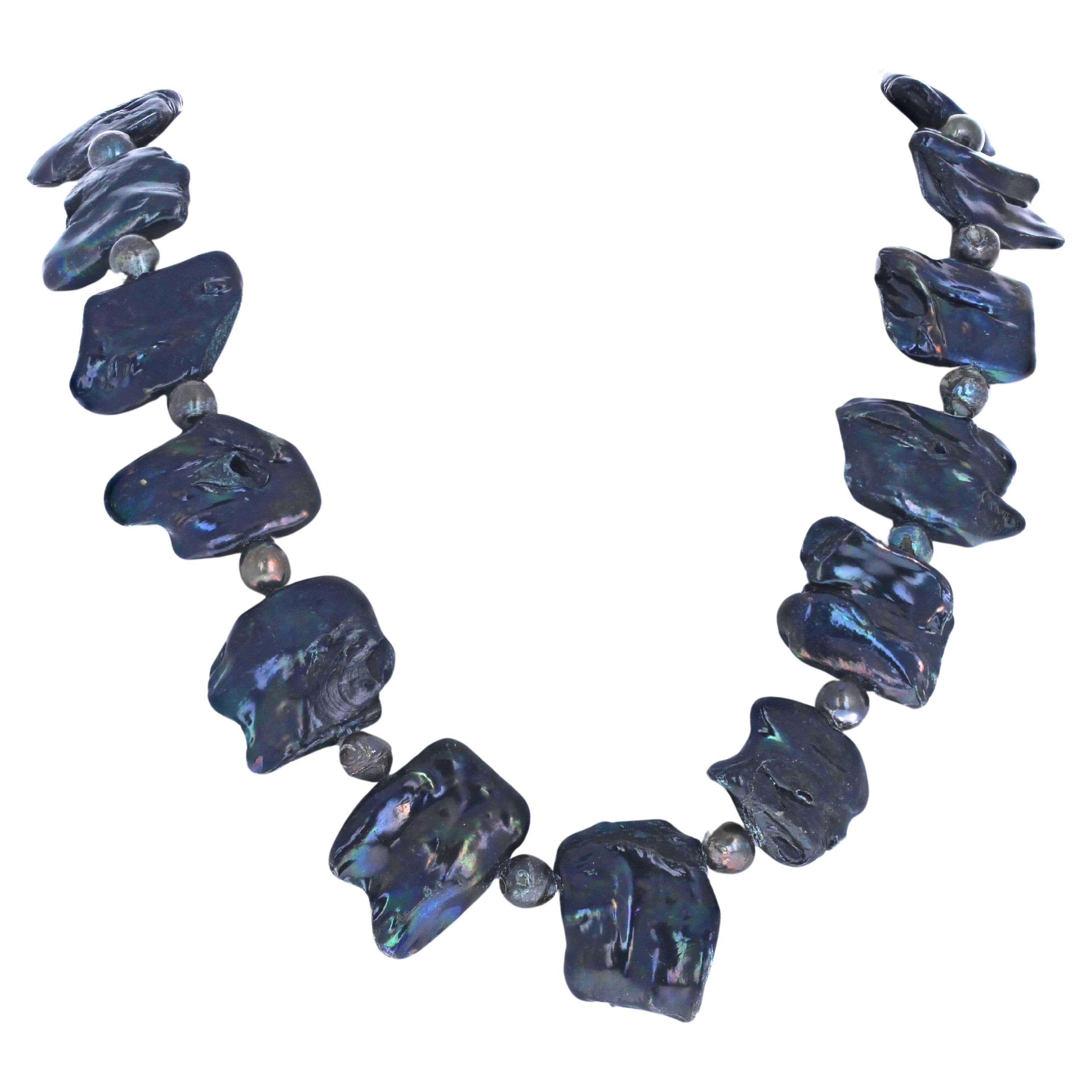 AJD Elegant Brightly Glowing Real Peacock Pearls 24" Necklace For Sale ...