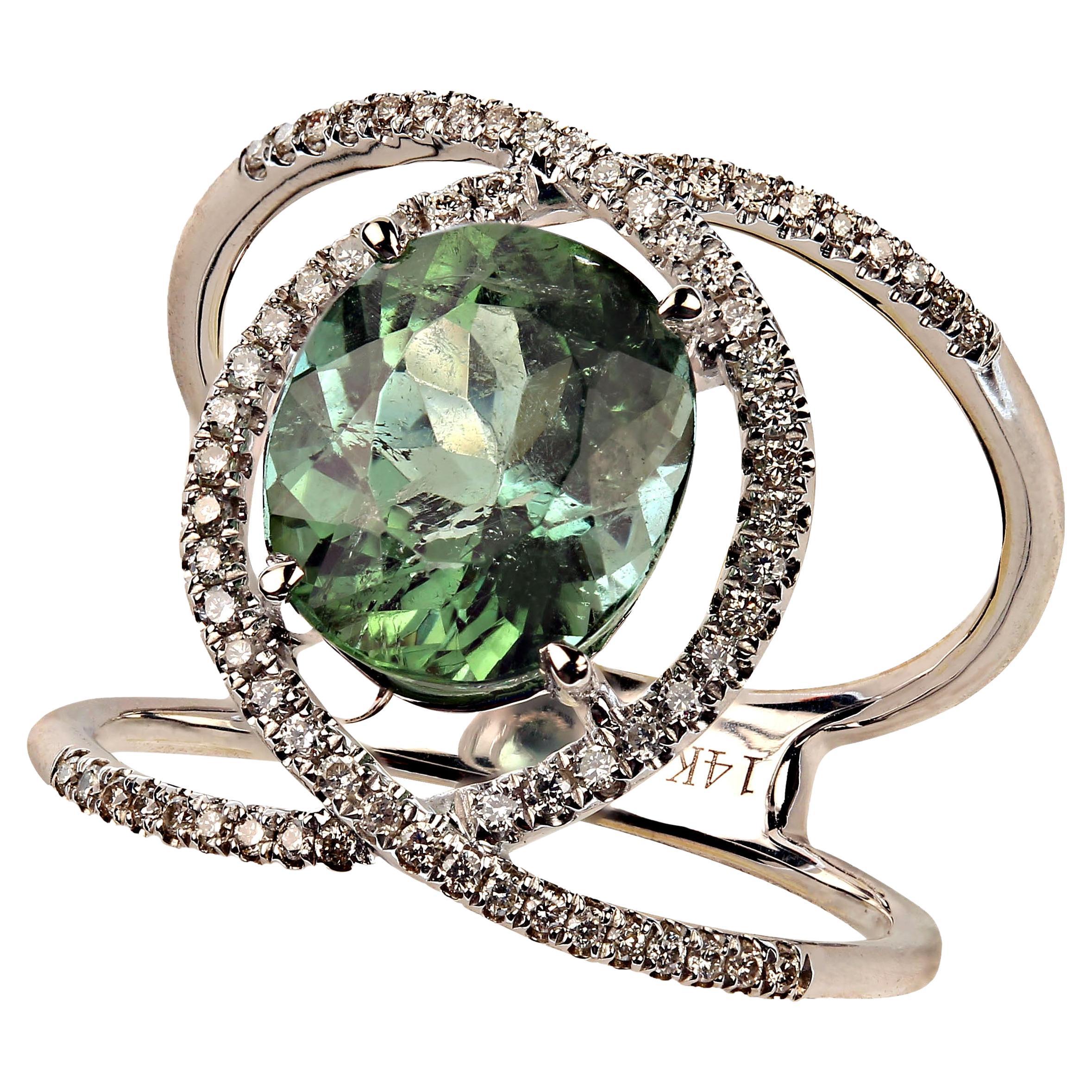 AJD Elegant modern diamond ring setting for oval green tourmaliine For ...