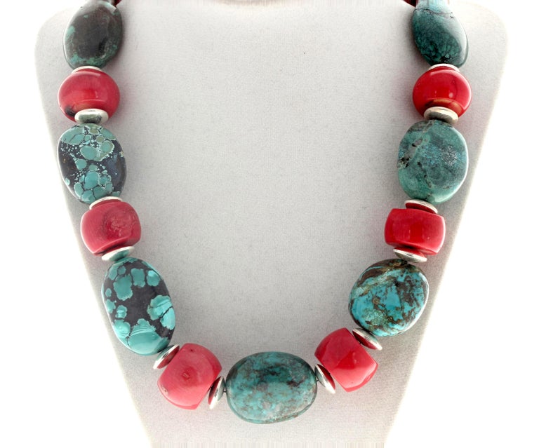 AJD Elegant Strand of Natural Highly Polished Coral and Turquoise ...