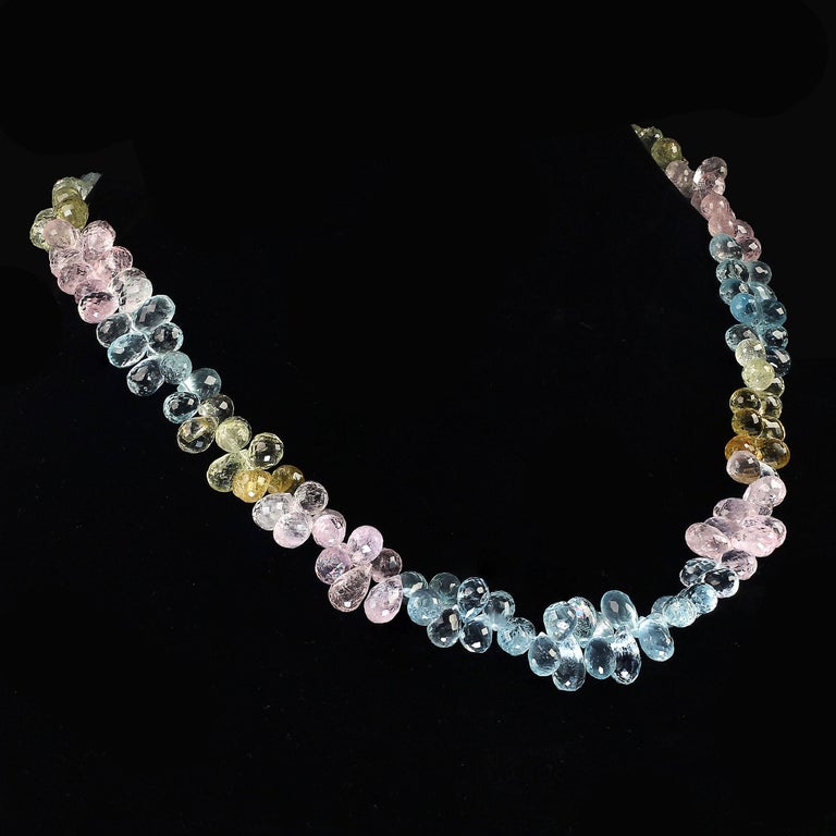 AJD Exquisite Multi Color Beryl Briolette Necklace at 1stDibs