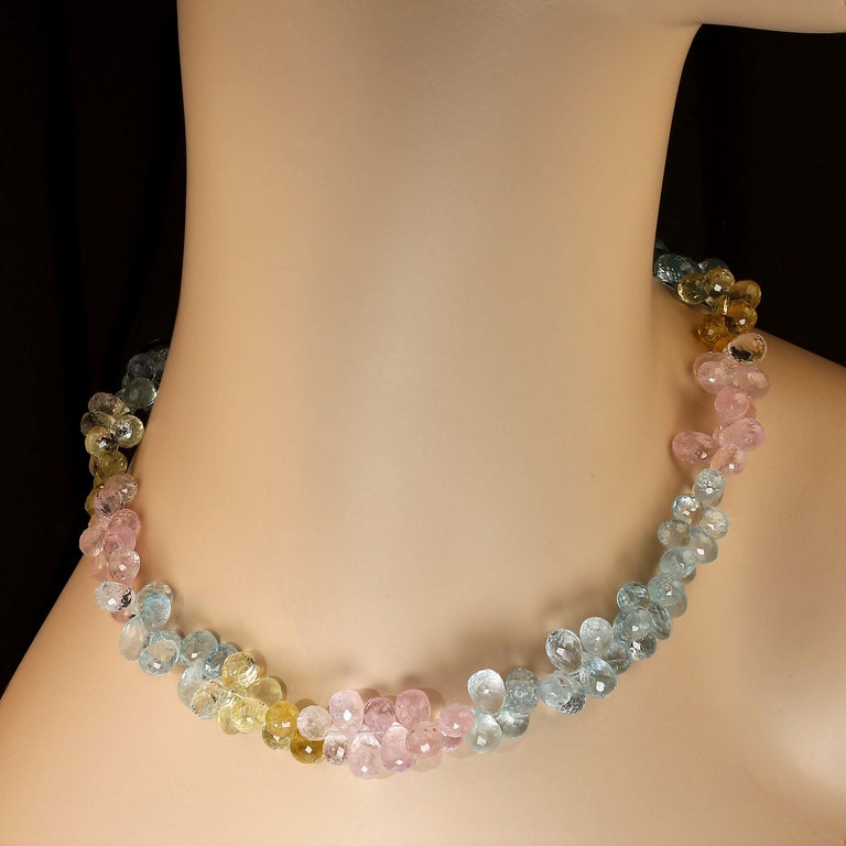 AJD Exquisite Multi Color Beryl Briolette Necklace at 1stDibs
