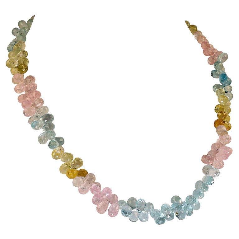 AJD Exquisite Multi Color Beryl Briolette Necklace at 1stDibs