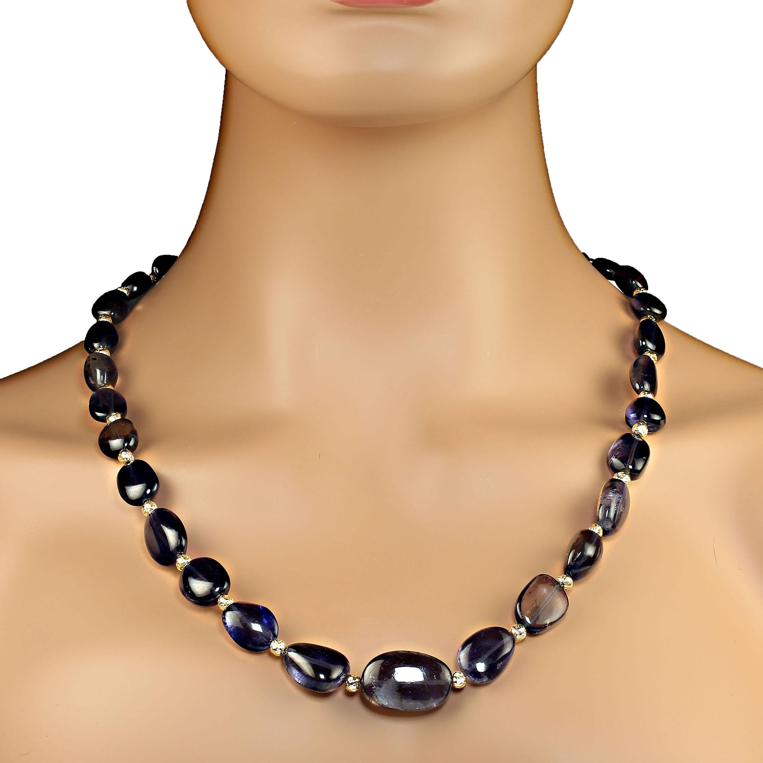 AJD Exquisite and unique 25 Inch necklace ofTransparent Blue Iolite ...